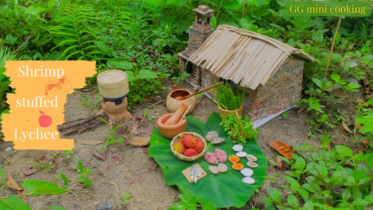 Miniature shrimp stuffed lychee | GG mini cooking - YouTube