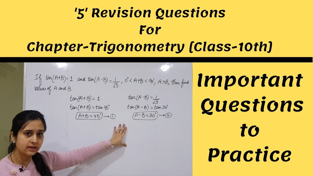 '5' Revision Questions for Trigonometry || Class 10th || Important ...