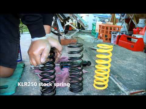 KLR250 REAR SHOCK UPGRADE USING KLR 650 SPRINGS - Top Gun 8 0kg - YouTube