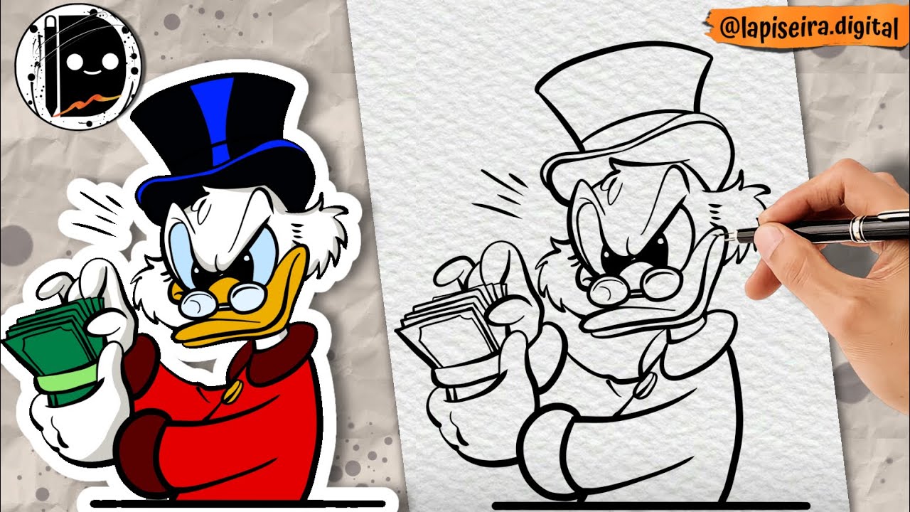 How to draw Scrooge McDuck counting money step by step - YouTube