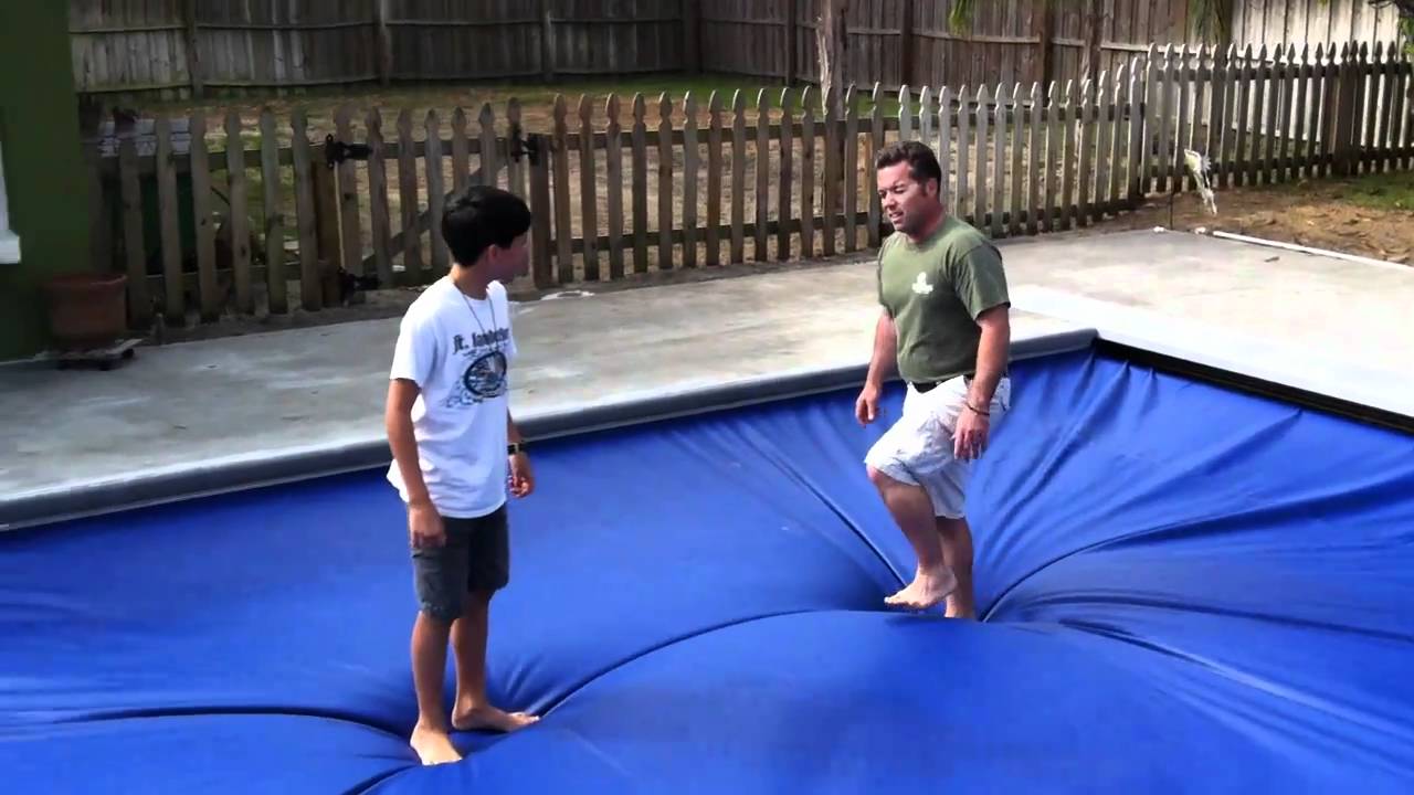 fiberglass pool with San Juan automatic safety cover Aquamatic - YouTube