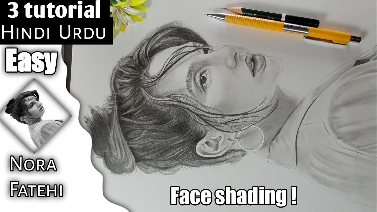 Nora Fatehi smooth face shading tips | How to draw Nora Fatehi step by ...