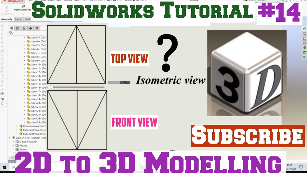 Solidworks tutorial | 2d to 3d isometric exercises | cad cam solidworks ...