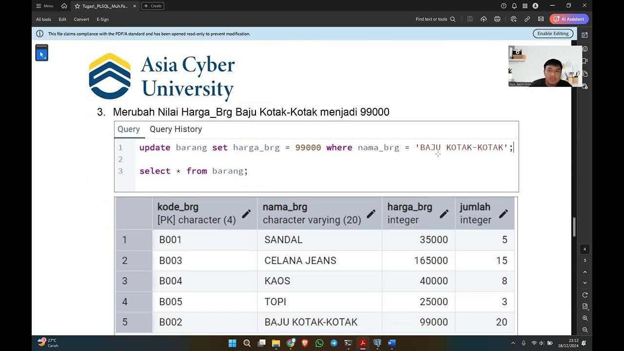 UTS Pemrograman PL/SQL PJJ INFORMATIKA UNSIA - YouTube