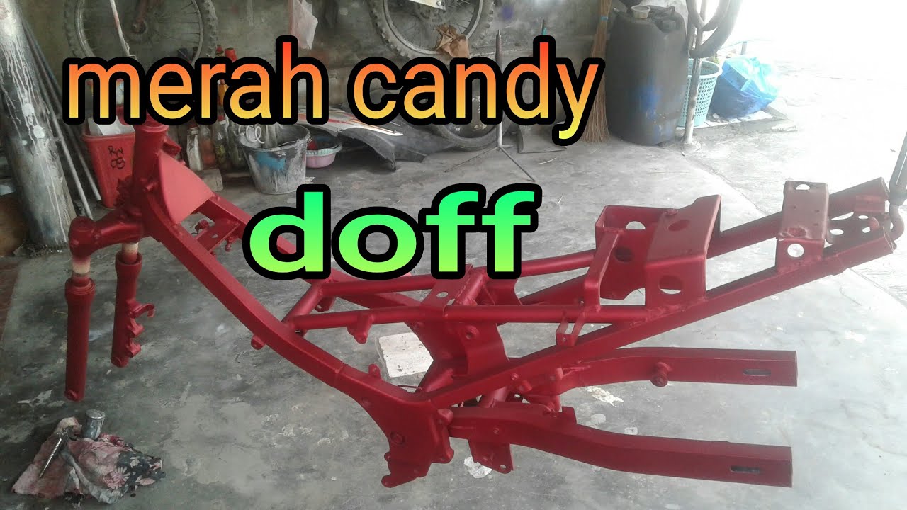 Cat warna merah candy doff rangka satria 2 tak - YouTube