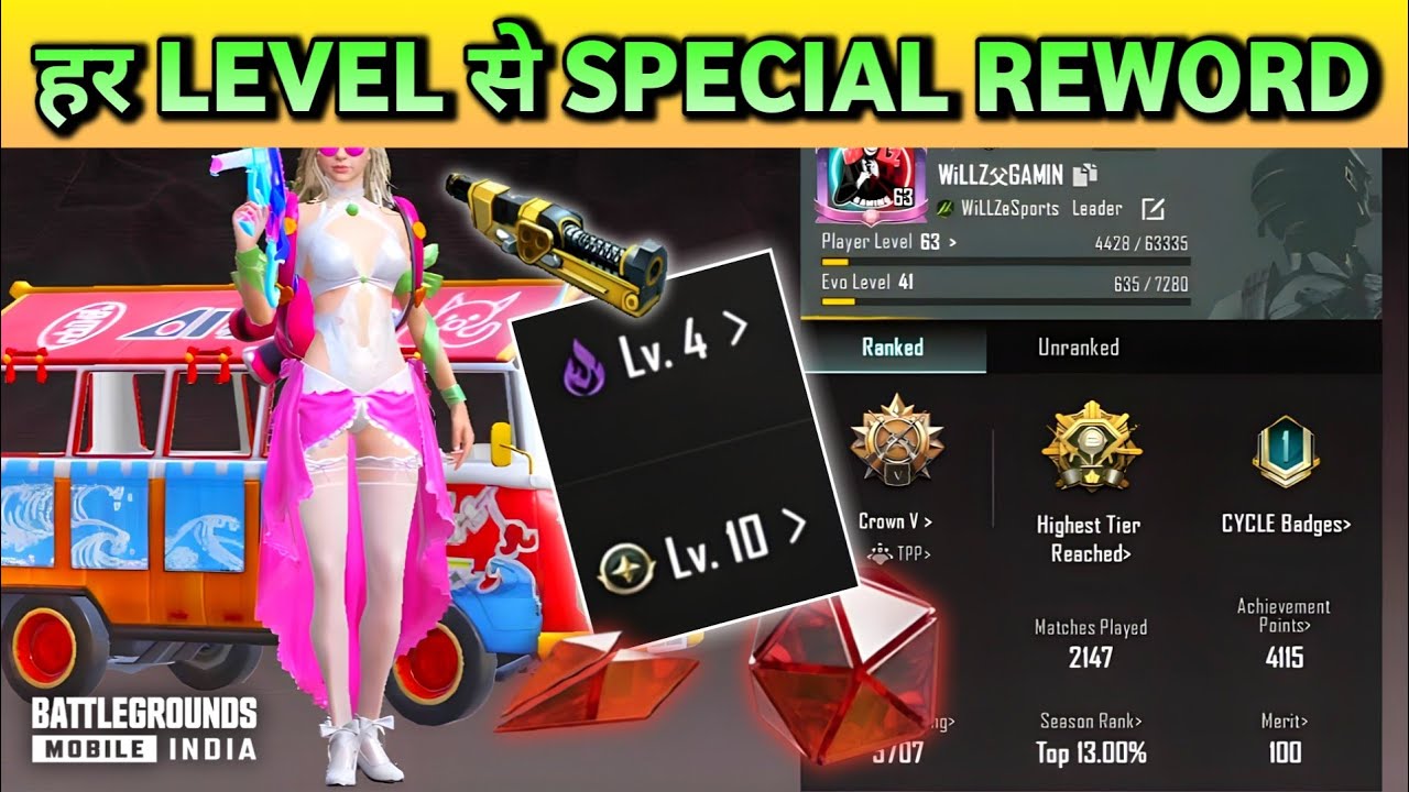 BGMI Total Levels Explain | BGMI Level Ke Fayde | Evo Level | Clout ...