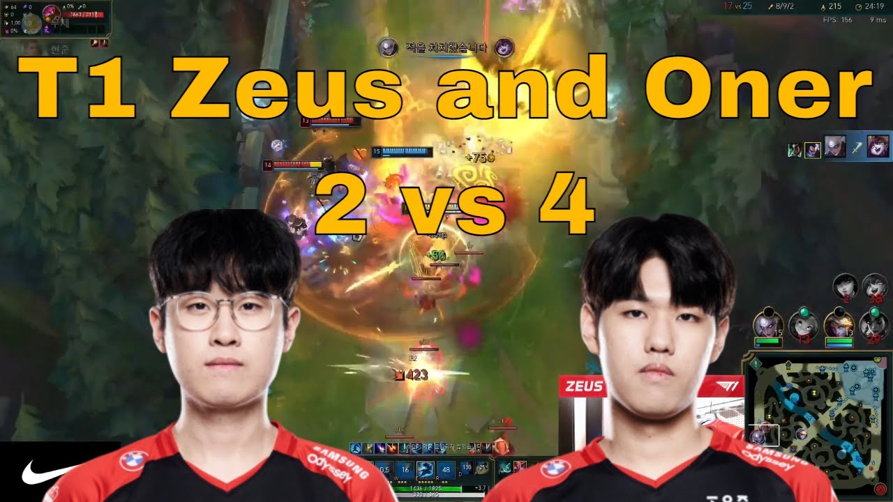 T1 Zeus & Oner crazy 2 vs 4 with Yasuo & Diana (Korean duo) - YouTube