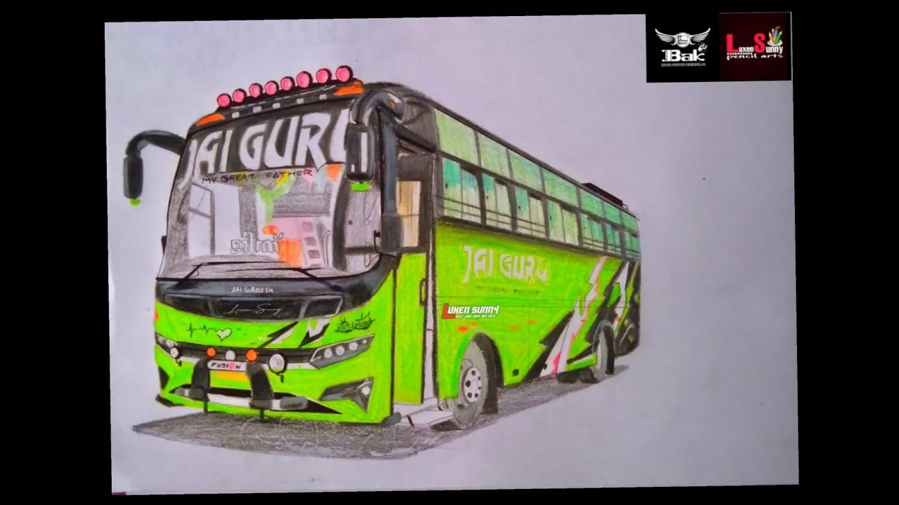 Kerala tourist bus Jai guru jinnu realistic drawing Luxen Sunny - YouTube