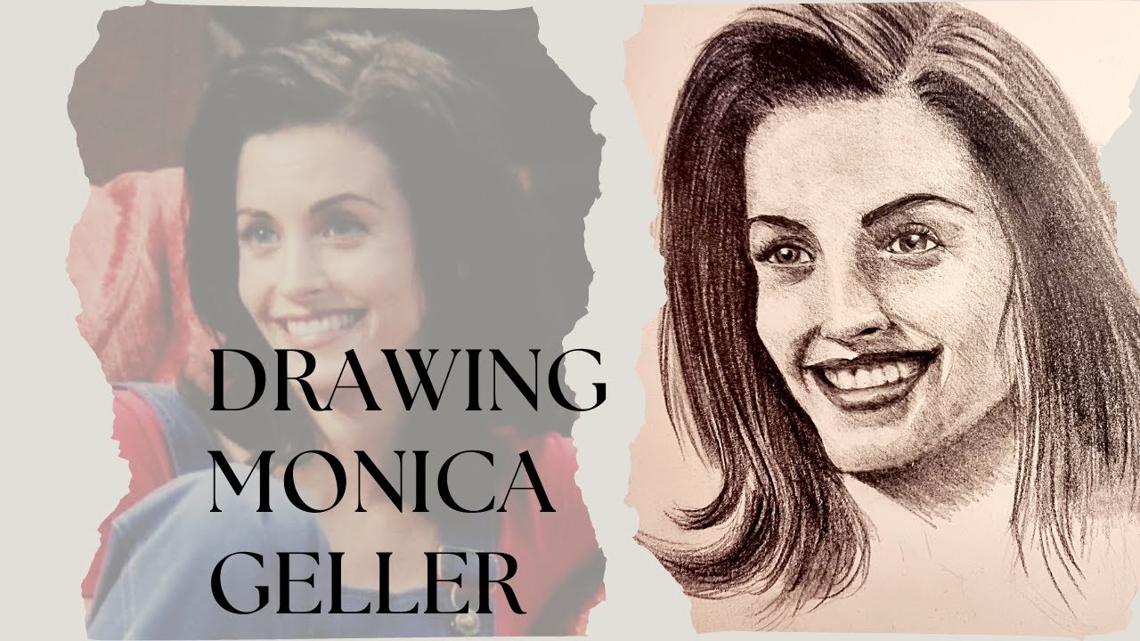 Drawing Monica Geller | Courteney Cox | Free-hand Step by Step Drawing ...