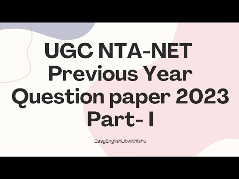 UGC NTA NET previous year question paper(2023) Part - I . - YouTube