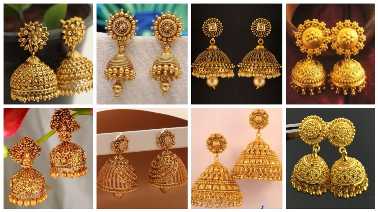 gold earrings collections Gold trending jewellery collection 2024 ...
