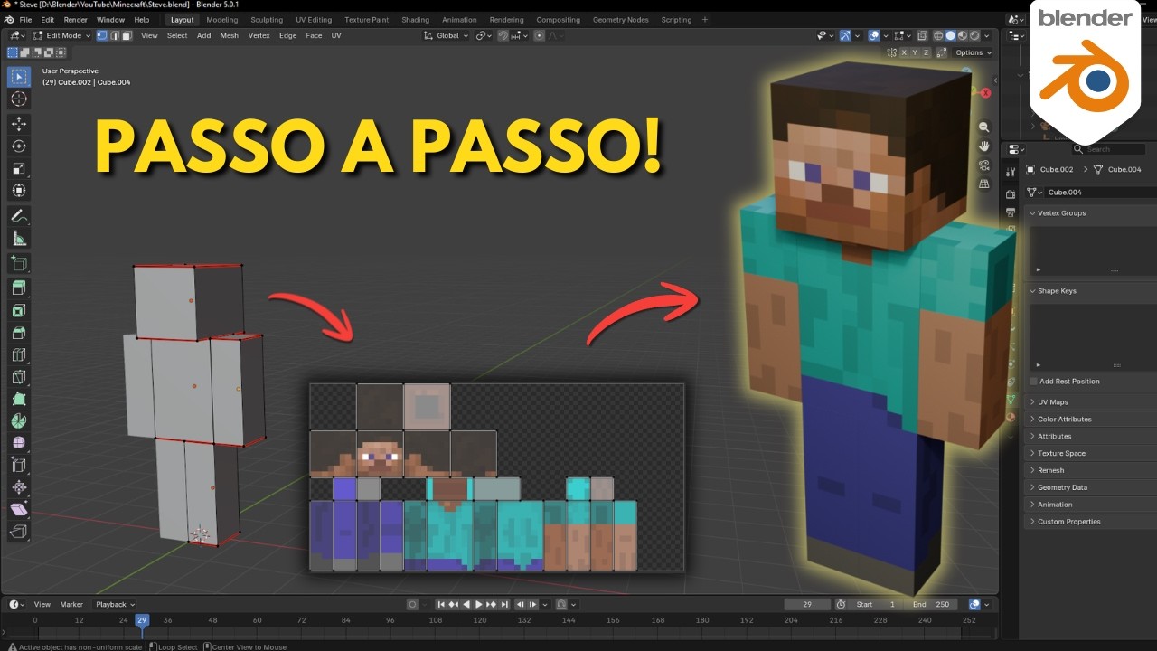 BLENDER: Como Modelar o STEVE do Minecraft (Tutorial para INICIANTES ...