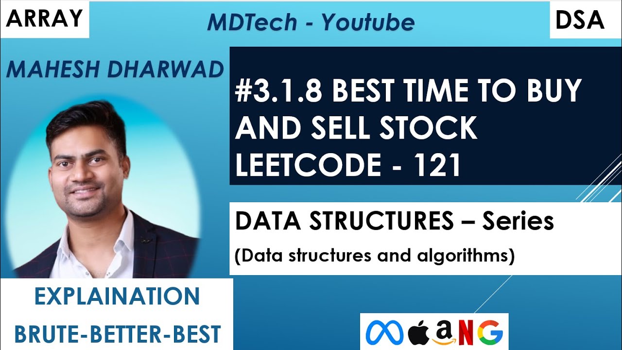 #3.1.8 | Best time to buy and sell stock | Leetcode 121 | JavaScript | Array - YouTube