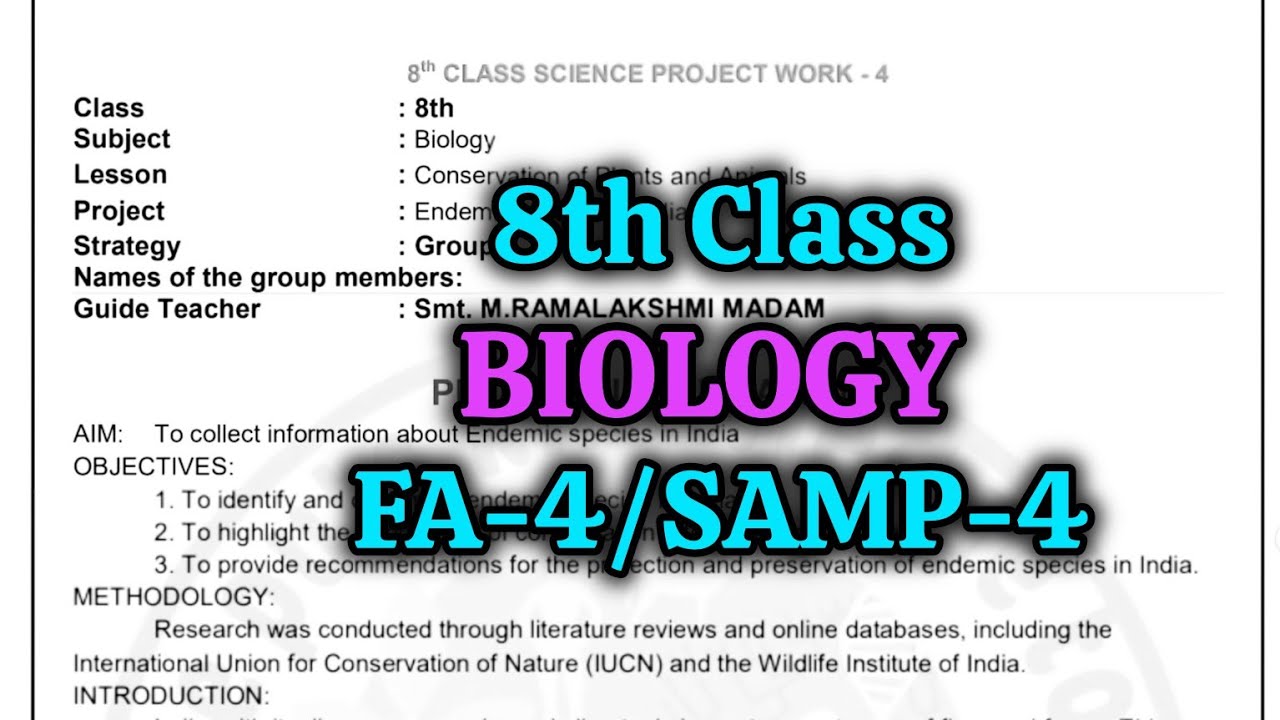 8th BIOLOGY FA-4 Project Work 2025 | 8th BIOLOGY FA-4 Project Work ...