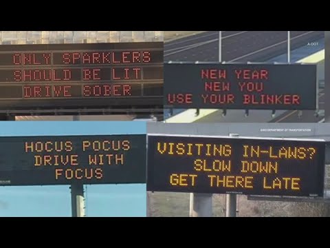 Clever messages on highway signs going away - YouTube