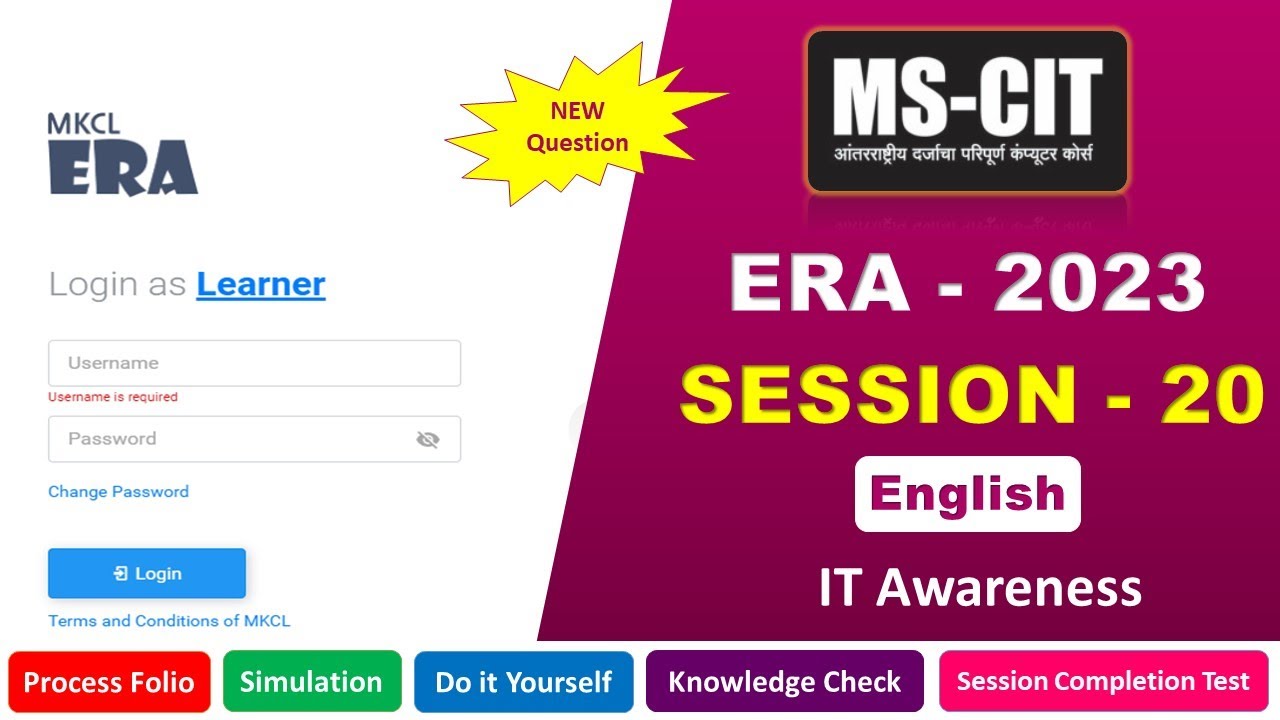 MS-CIT ERA Session – 20 English | mscit IT Awareness era session – 20 ...