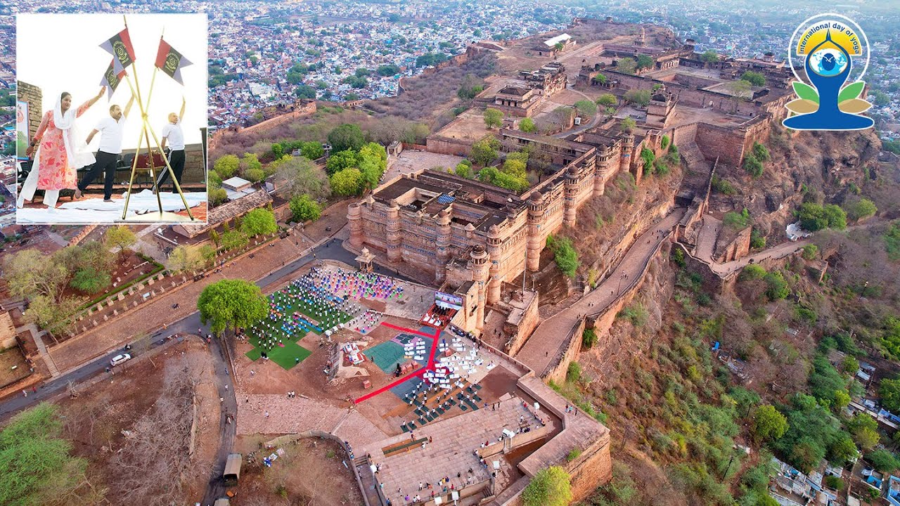 world yoga day | raja mansingh tomar palace | gwalior fort drone shot ...