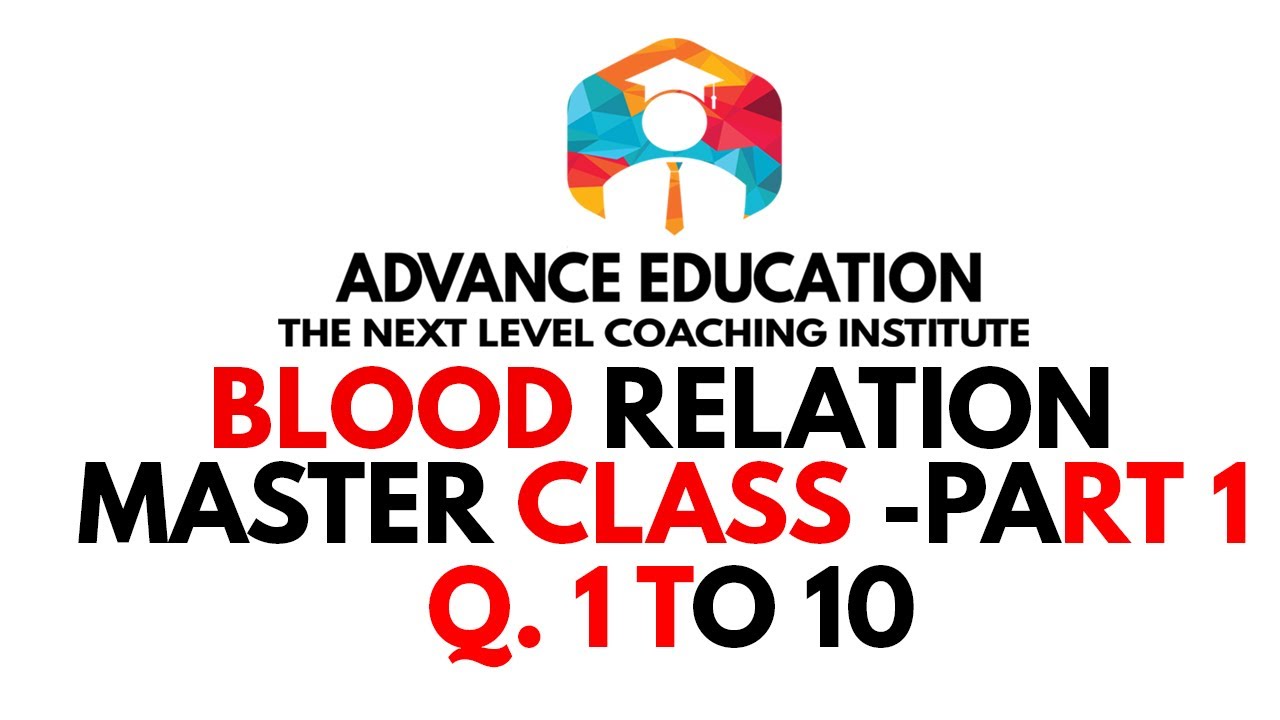 BLOOD RELATION | MASTER CLASS| PART 1 | Q. 1 TO 10 | Advance Education ...