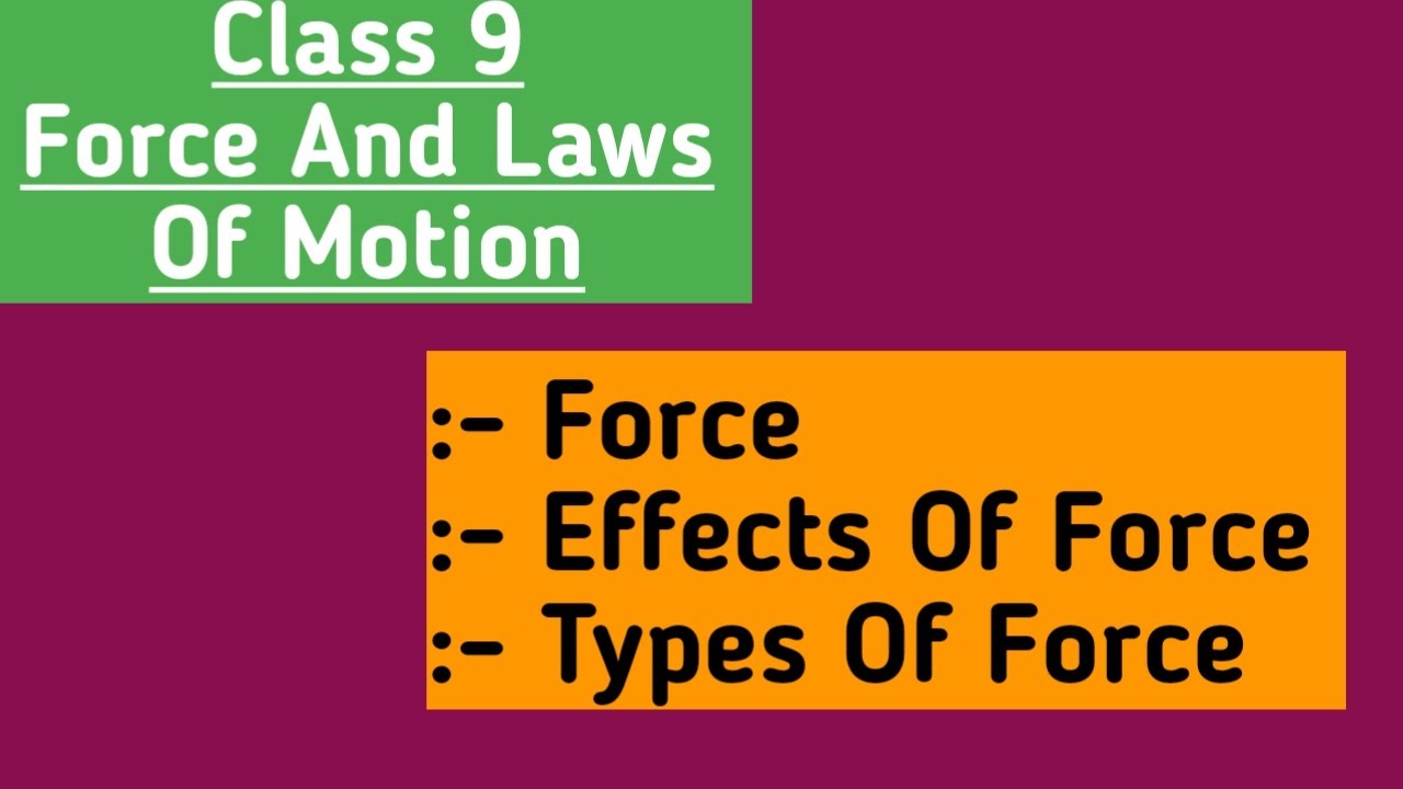 Class 9, Force And Laws Of Motion ||Effects Of Force ||Types Of Force ...