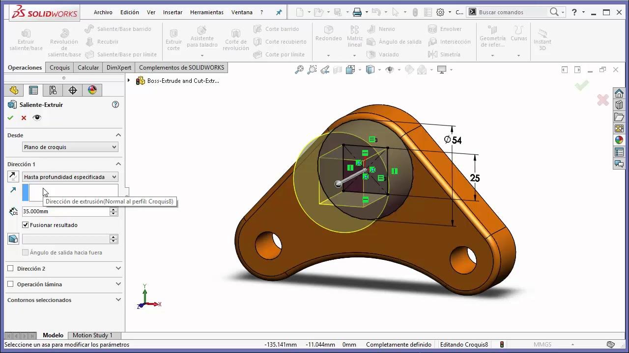 Curso de solidworks "Extrusión Saliente & Extrusión corte" - YouTube