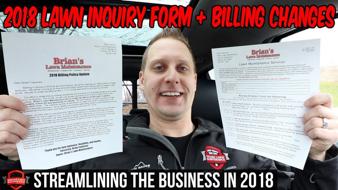 2018 Spring Lawn Care Forms Lawn Agreement Billing Update Form 2018 Spring Lawn Care Forms Lawn Agreement Billing Update Form