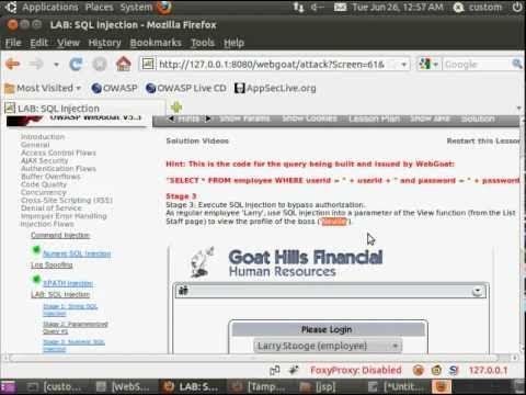 WebGoat 5.3 - Stage 3 - Numeric SQL Injection - YouTube