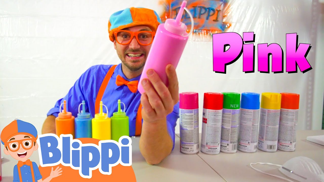 Learning Rainbow Colors with Blippi and Spray Paint! | Arts and Crafts ...