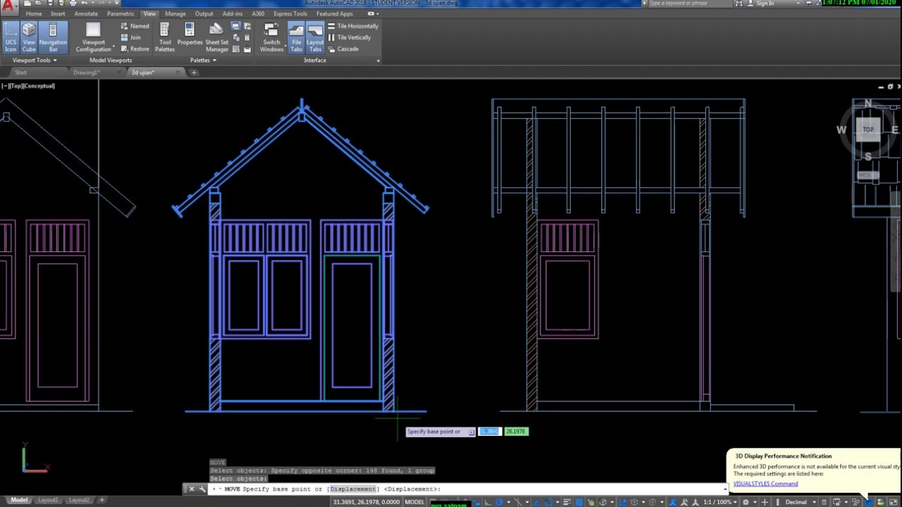 Tutorial Autocad 3d, Modeling Pos Satpam #part1 #autocad #3dautocad # ...
