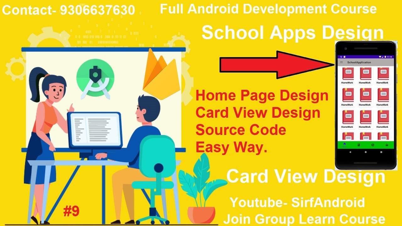 School Apps Design in Android Studio | Part-9 | Card View Design | Grid ...
