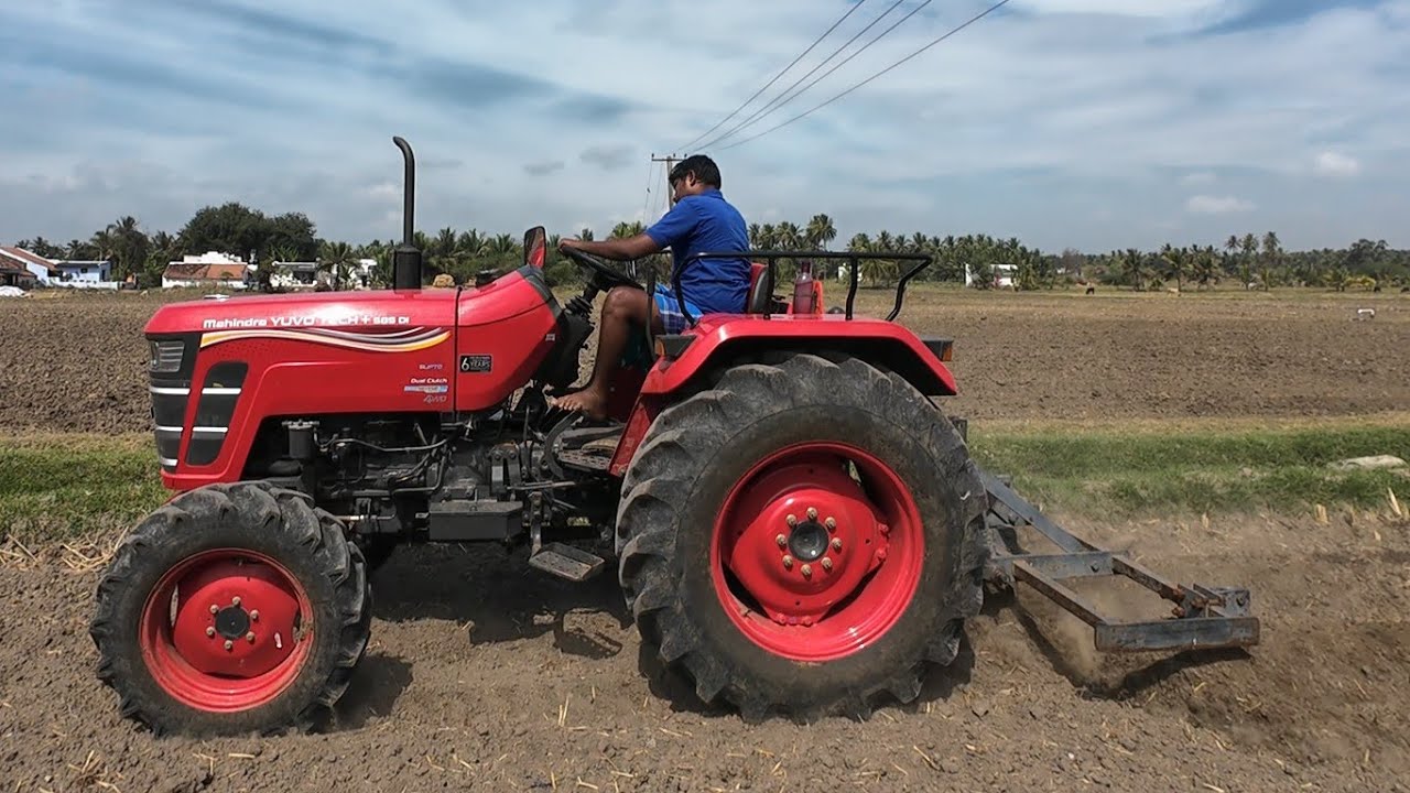 Mahindra yuvo tech plus 585 4wd tractor goes to 3par cultivator plough ...