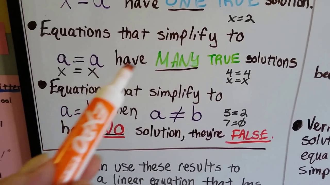 Grade 8 Math #7.4b, Linear Equations - Contradictions or Infinite ...