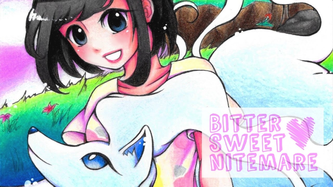 Moon & Alolan Ninetales [Pokemon] ♥ Colored Pencil Drawing - YouTube