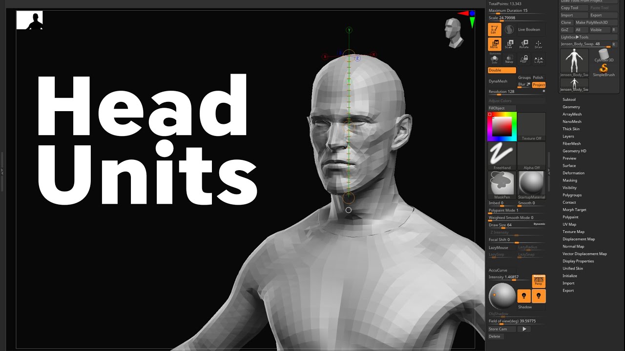 Using Head Units to Measure a Character in Zbrush - YouTube