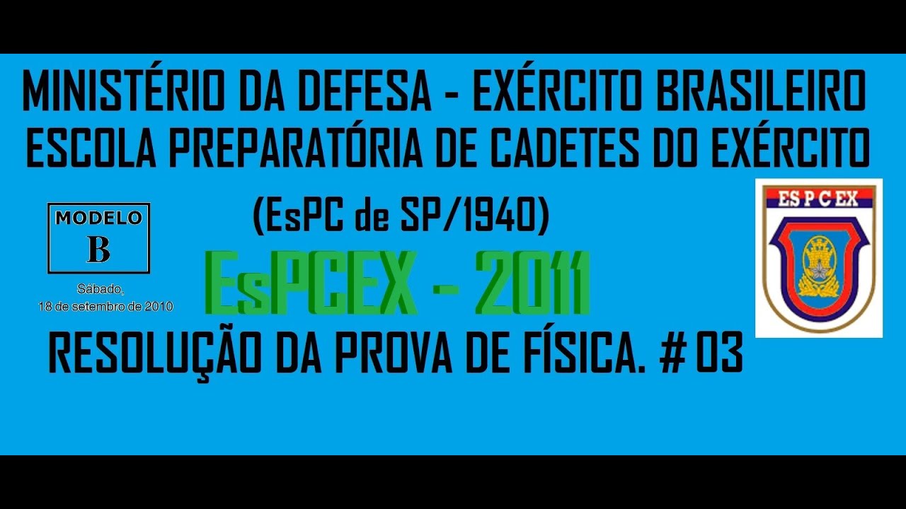 Resolução da prova de FÍSICA – EsPCEX – 2011 – Questão:03. - YouTube