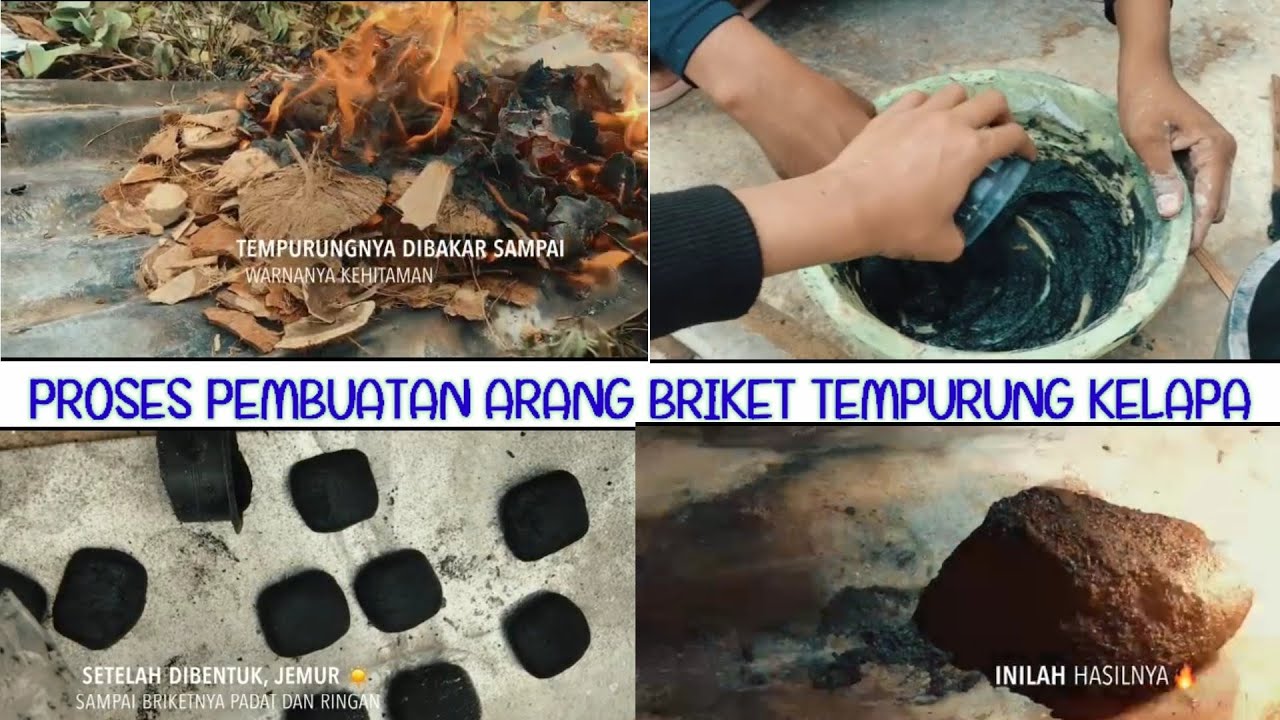 Proses Pembuatan Arang Briket Tempurung Kelapa - YouTube