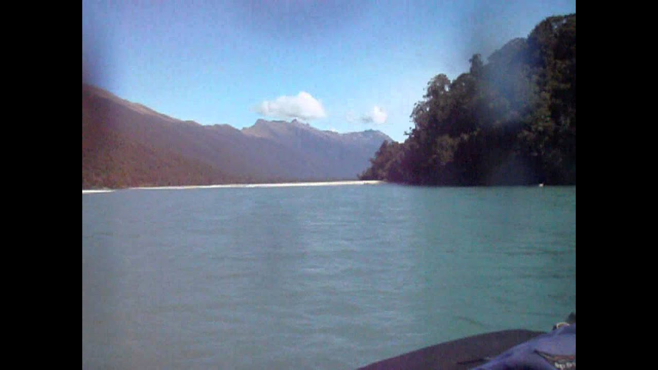 Jet boat ride for a deer hunt up the Arawhata River in New Zealand ...