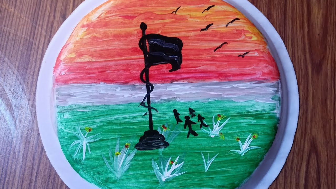 Tiranga Drawing On Plate | #drawing #painting #sketch - YouTube
