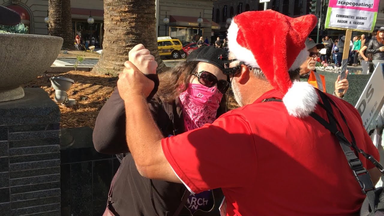 Antifa Wannabe Assaults Union Square Santa - YouTube
