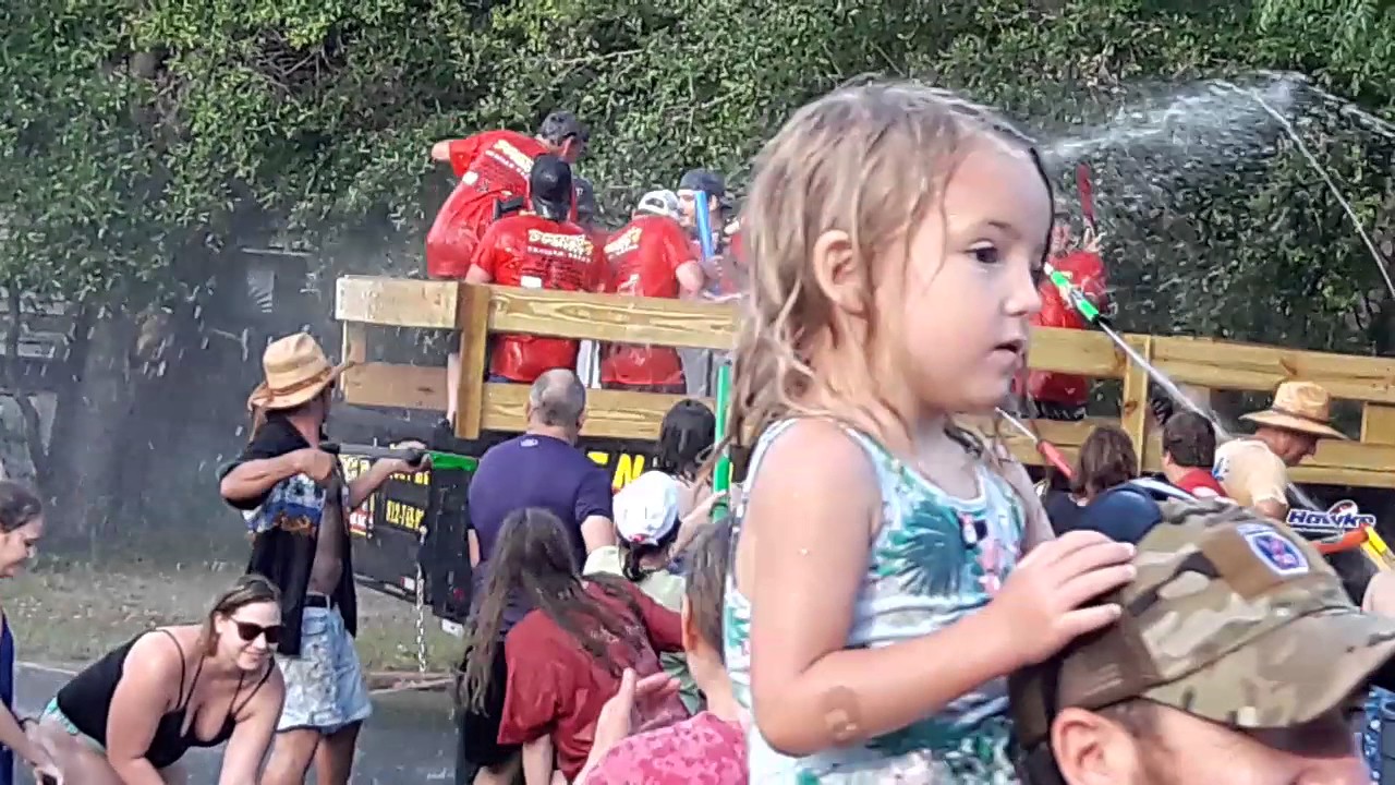 The biggest water fight in the South East Beach Bum parade Tybee Island ...