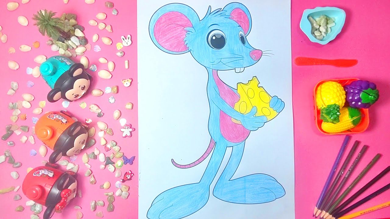 Cute Mouse Painting and Coloring for Kids, Toddlers | How to Paint ...