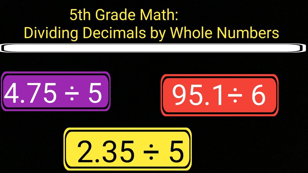 5th Grade Math:How to divide decimal numbers by whole numbers||Dividing ...