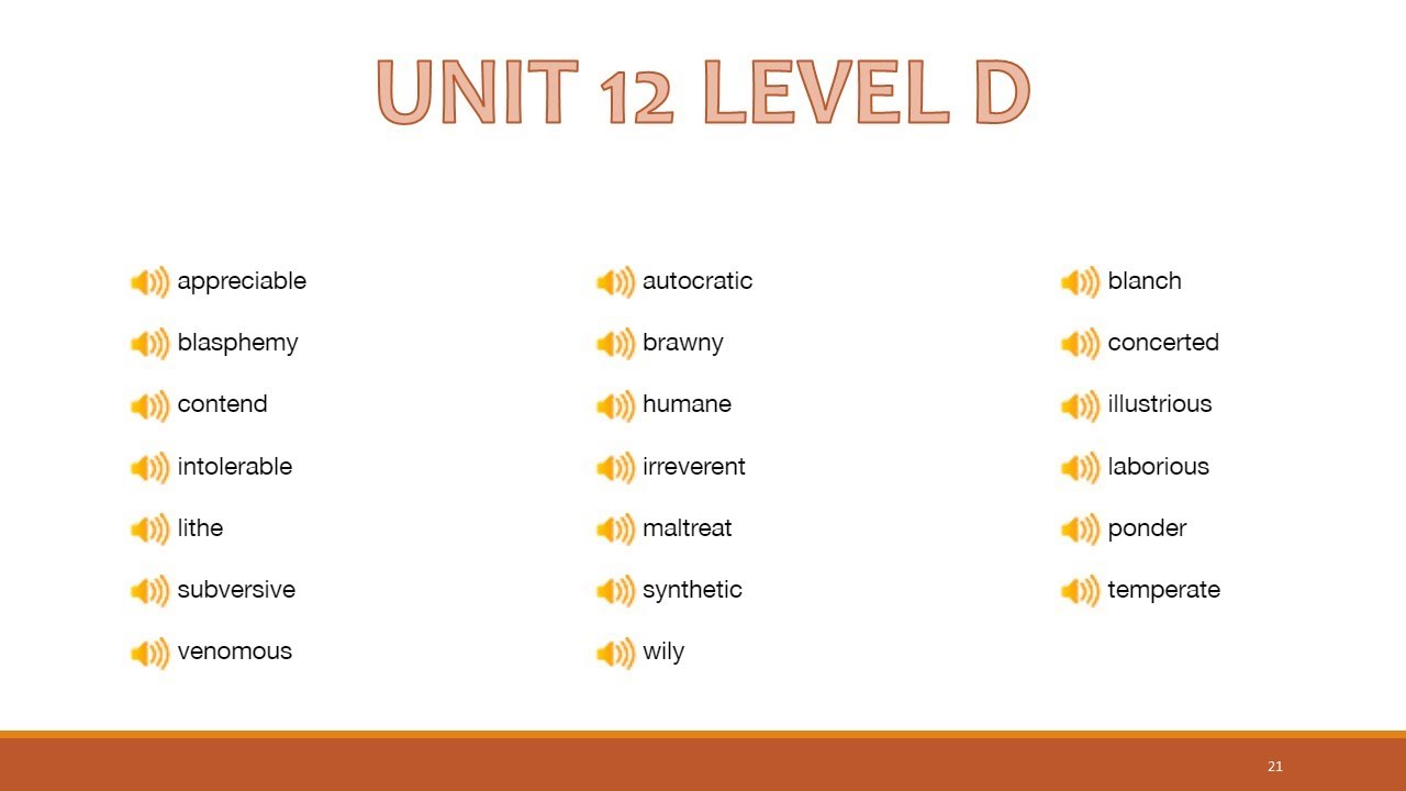 Grade 9 UNIT 12 LEVEL D VOCABULARY - YouTube