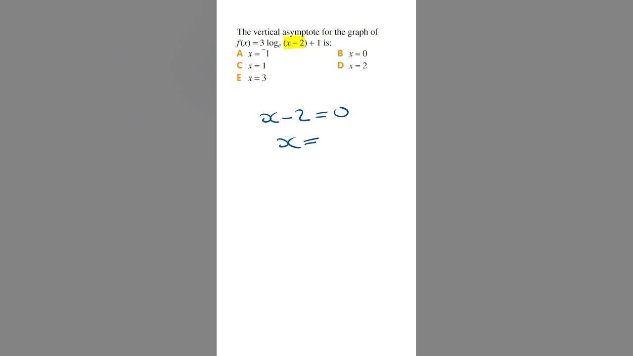 Find Vertical Asymptote of a Log Function (Easy Way) - YouTube