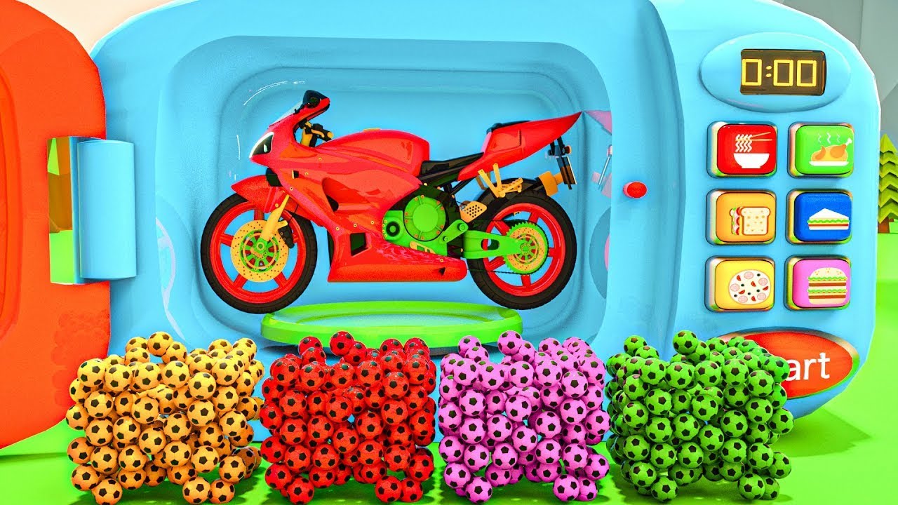 Bingo Song - Motorcycle soccer balls | Colorful cars and balls | Baby ...
