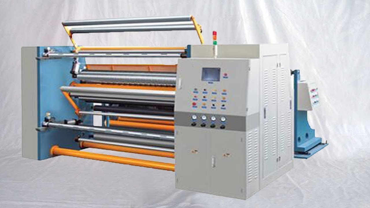 high speed labels slitter cutting machine flexography printing equip run in factory 多色膜印刷機械工廠運行 ...