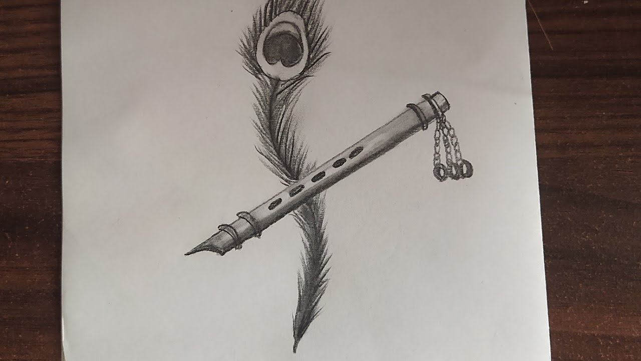 How to draw Flute of Krishna || Bansuri drawing | Simple drawing ...