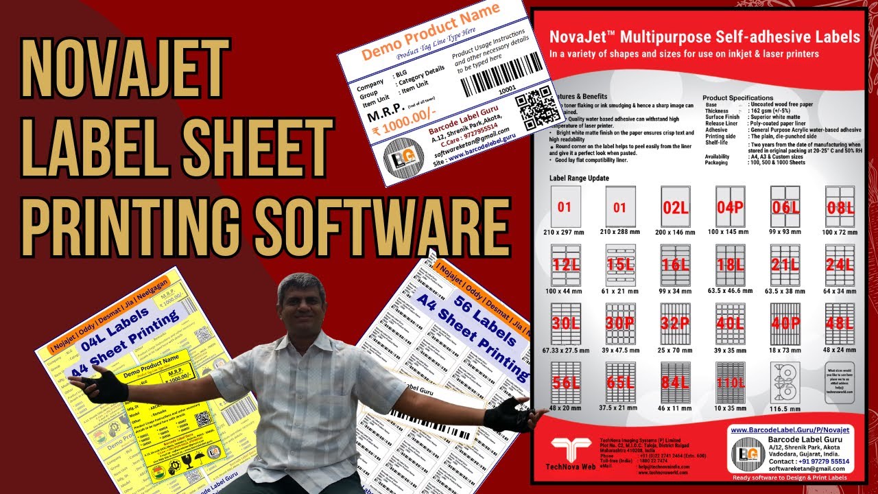 Novajet All Size A4 Sheet Label Designing and Printing Software Ready ...