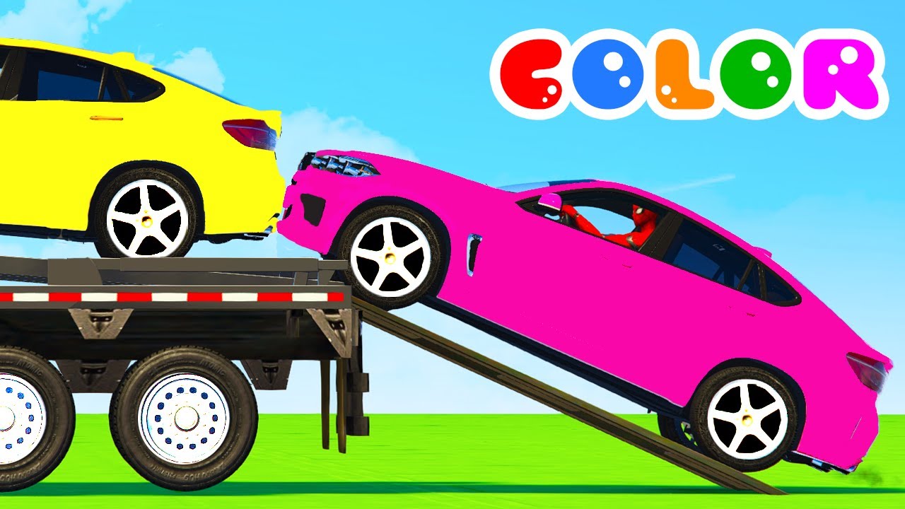 COLORS for Kids SUV Cars Transportation & Superheroes Spiderman Cartoon ...