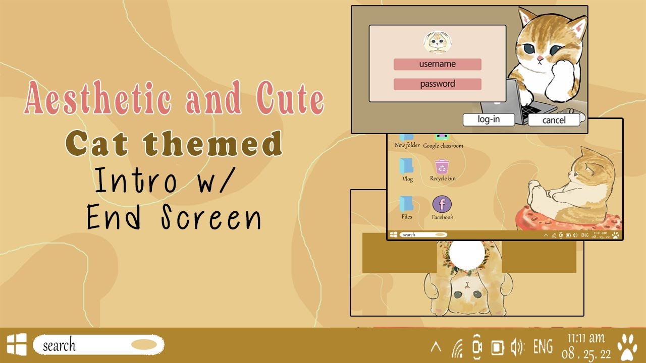 Aesthetic Cute Intro Template with End Screen | Cat/ Brown Themed - YouTube