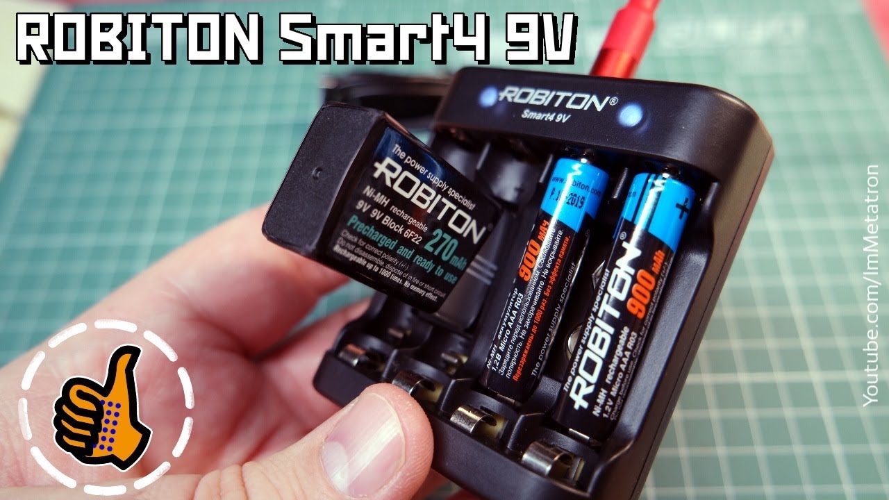 ROBITON Smart4 9V - Зарядка для Крон и AA, AAA (USB) - YouTube